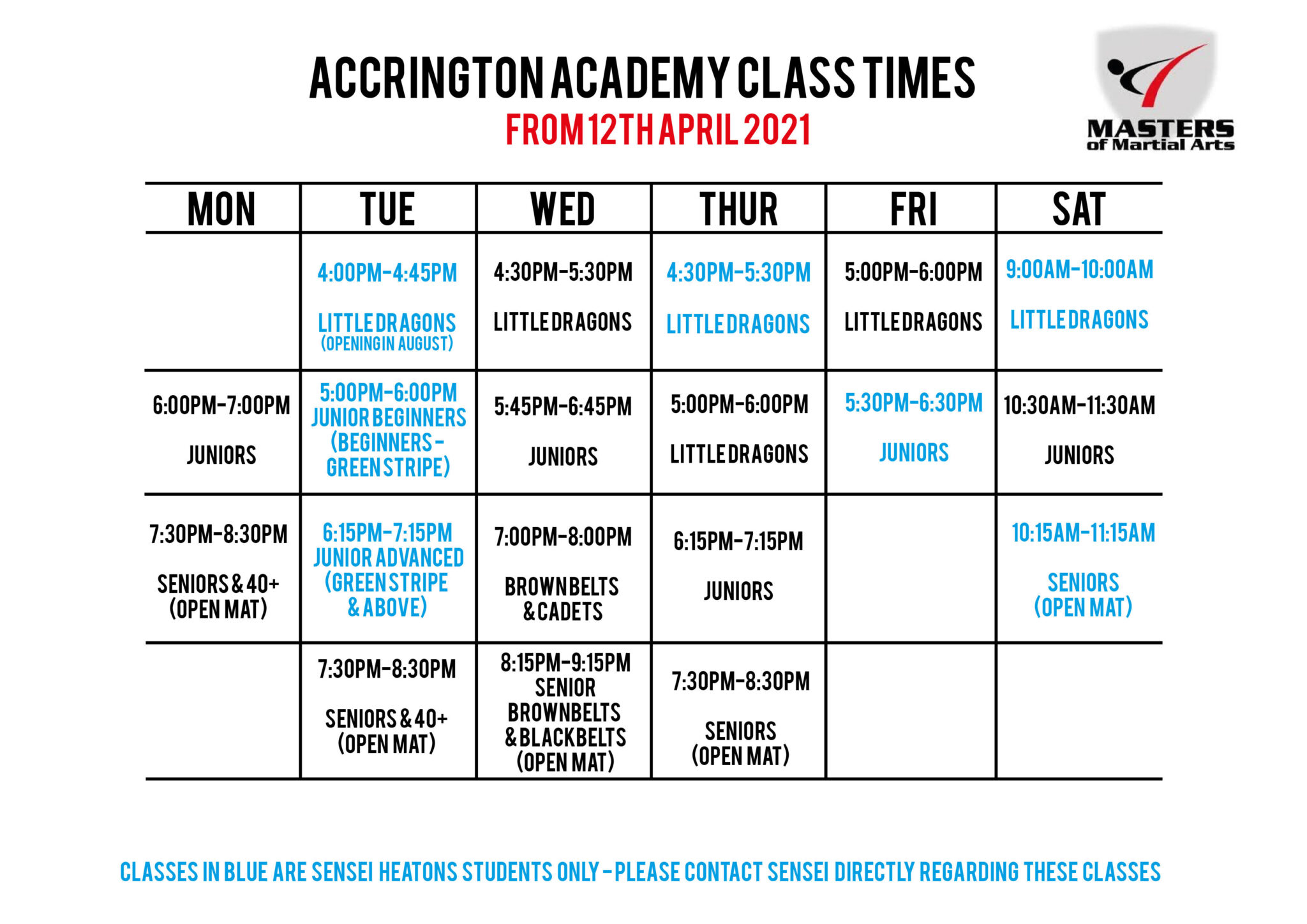 august-timetable - Masters Of Martial Arts